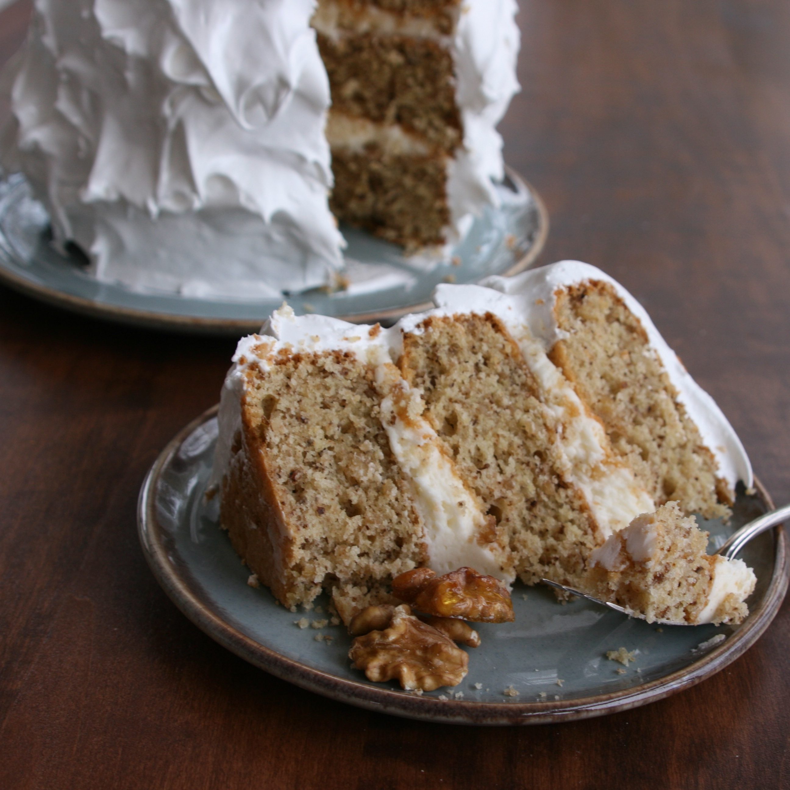 Frosted Walnut Layer Cake – Here's the Dish